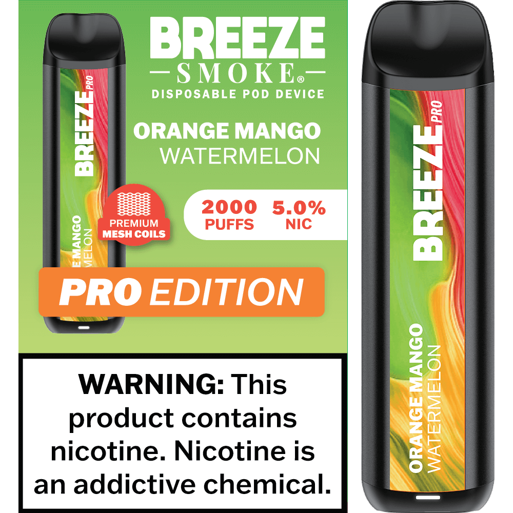Breeze Smoke Pro Edition 6ML 2000 Puffs 1000mAh Prefilled Synthetic Ni ...